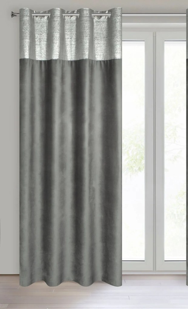 ZATEMŇOVACÍ ZÁVĚS NA KROUŽCÍCH PERI 140X250 CM ŠEDÁ