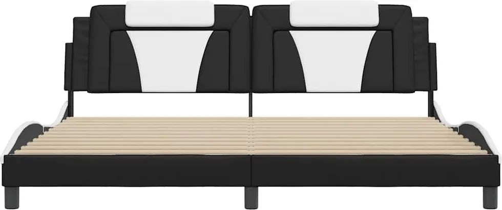 Rám postele Viana bez matrace černý a bílý 200 x 200 cm umělá kůže 3208122