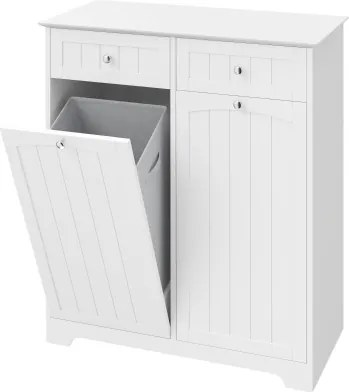 HOMCOM úzká volně stojící koupelnová skříňka s šuplíky a náklopným košem na prádlo koupelnová skříňka 78x38x90 cm bílá