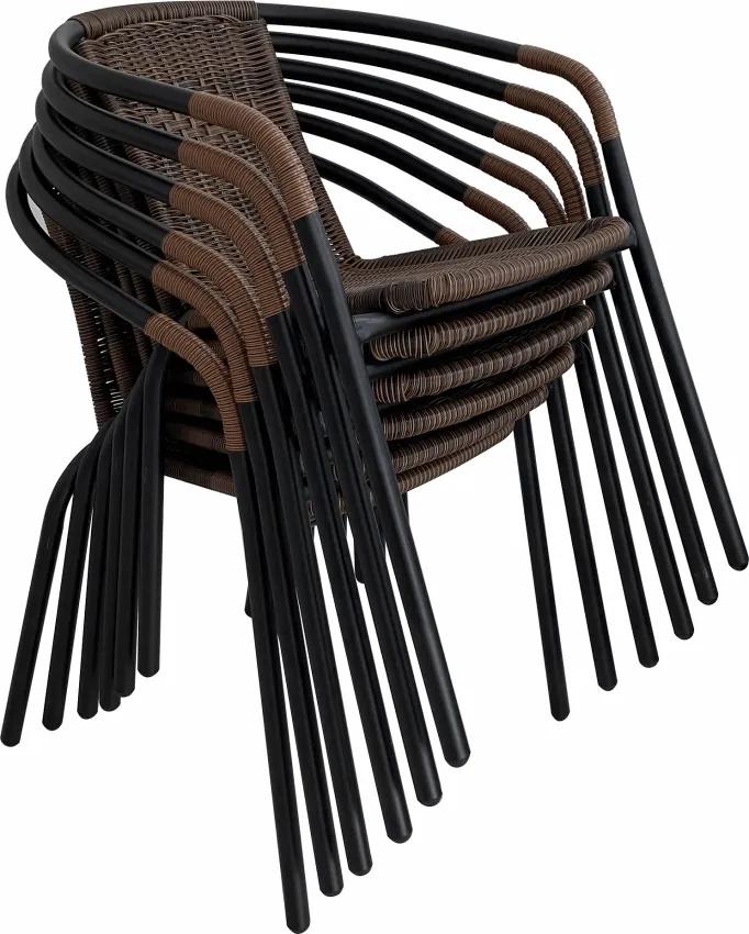Tempo Kondela Stohovatelná zahradní židle DOREN, hnědá/černý kov