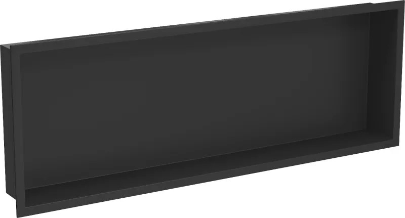 Mexen X-Wall-R, polička na zapuštění na obklad s límcem 90 x 30 cm, černá matná, 1970903010