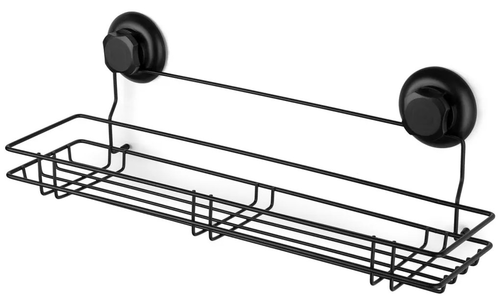 Polička pod zrcadlo compactor bestlock black s přísavkami - bez vrtání, nosnost až 12 kg