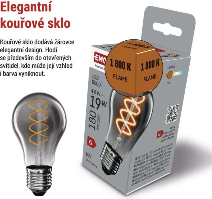LED žárovka DECO SMOKED A60 teplá bílá