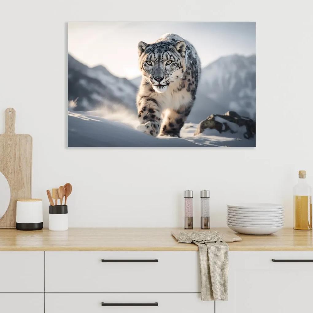 Obraz na plátně - sněžný leopard v horách FeelHappy.cz Velikost obrazu: 120 x 80 cm