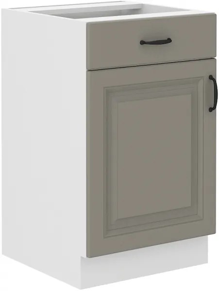 Kuchyňská skříňka Stilo 50 D 1F 1S BB korpus bílá, dvířka světle šedá CLAY