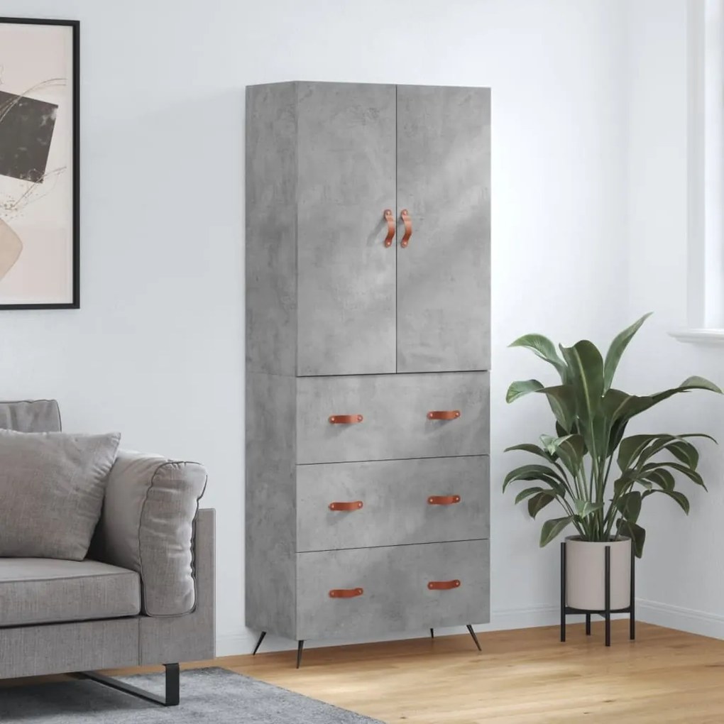 Skříň highboard betonově šedá 69,5x34x180 cm kompozitní dřevo - Default Title