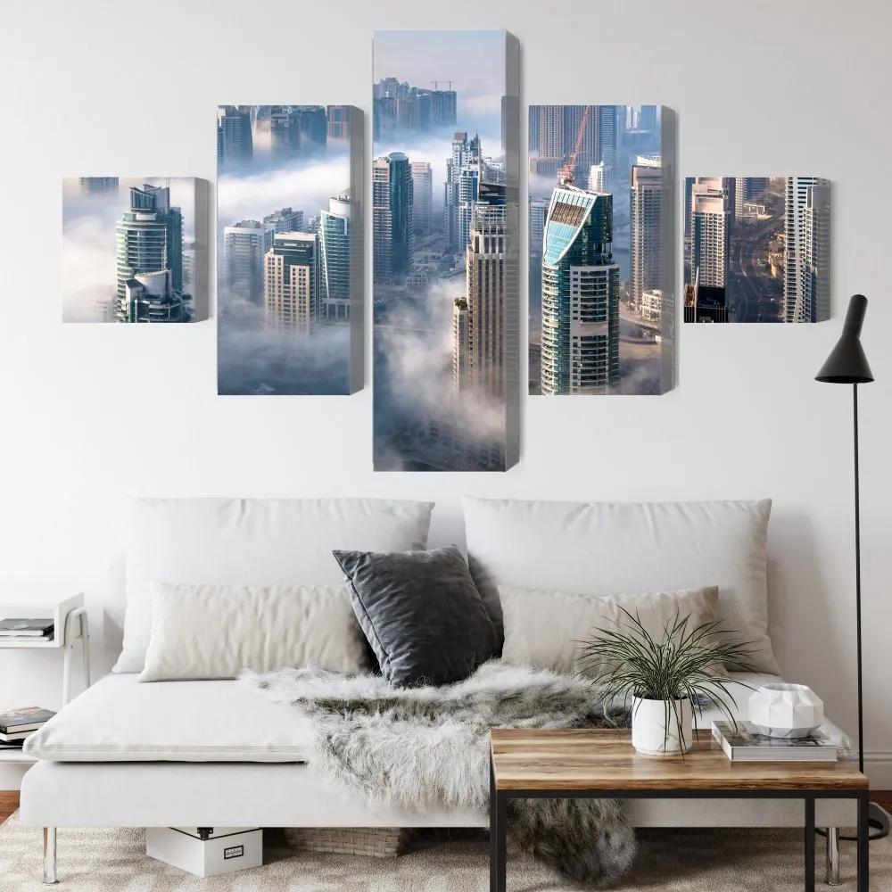 Vícedílný obraz Panorama Města Dubaj V Mlze Nedostatek Nedostatek Plátno Canvas 250x150
