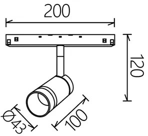 Mantra Magneto 48V Split, černý spot LED 7W 3000K 38°, on/off, průměr 4,3cm