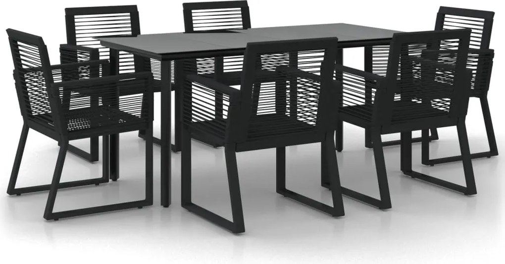 7dílný zahradní jídelní set černý PVC ratan 3156545