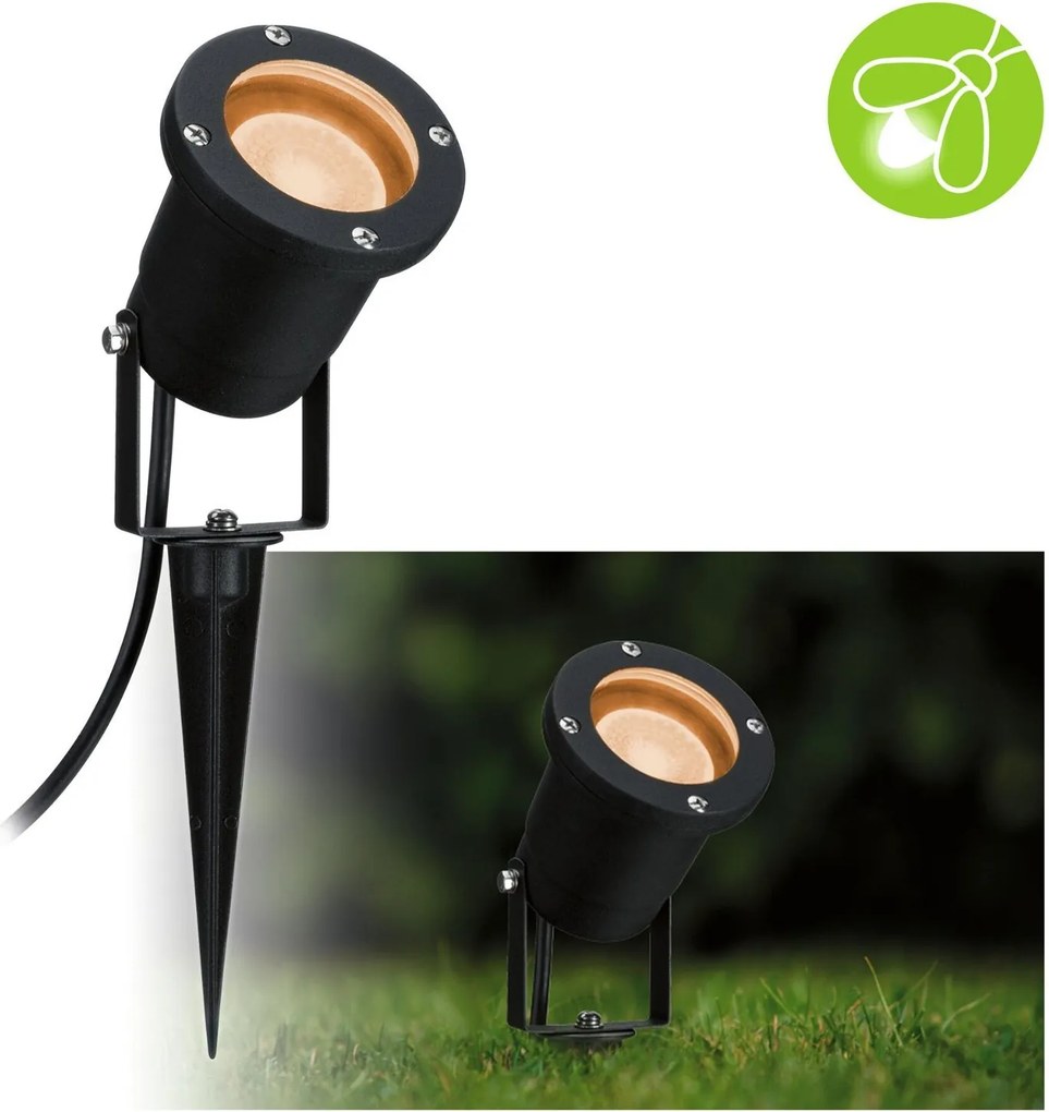 P 94731 LED bodové zahradní světlo zlaté světlo neláká hmyz IP65 kruhové 92mm 2200 - 2200K 4,3W 230V 38-38° černá kov - PAULMANN