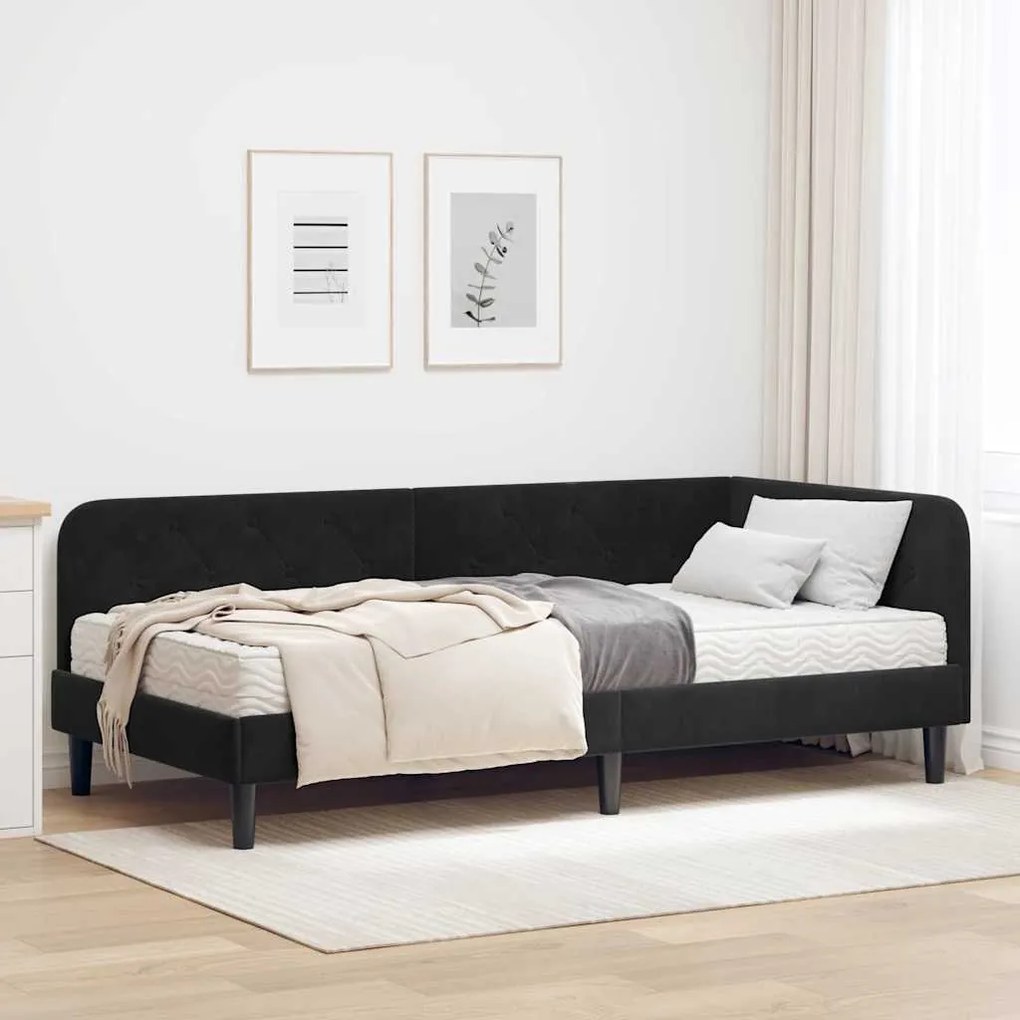 Rohový rám postele Černý 100 x 200 cm samet 3394169