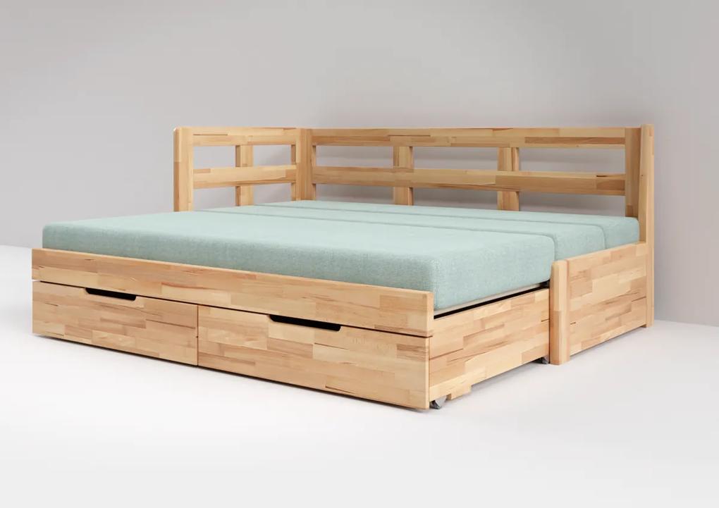 BMB Tandem Harmony rozkládací postel s levým čelem - buk Moření: Antracit, Provedení: Buk průběžný, Typ: oblé rohy, Rozměr: 80/160 x 200 cm