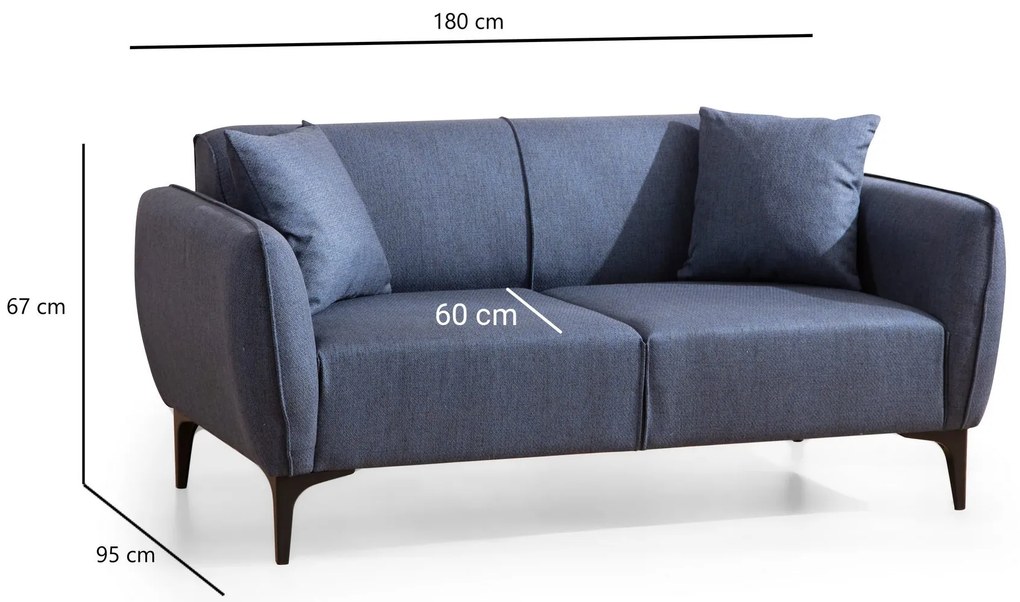 Hanah Home Dvoumístná pohovka BELISSIMO modrá 180 cm 560ARE1533