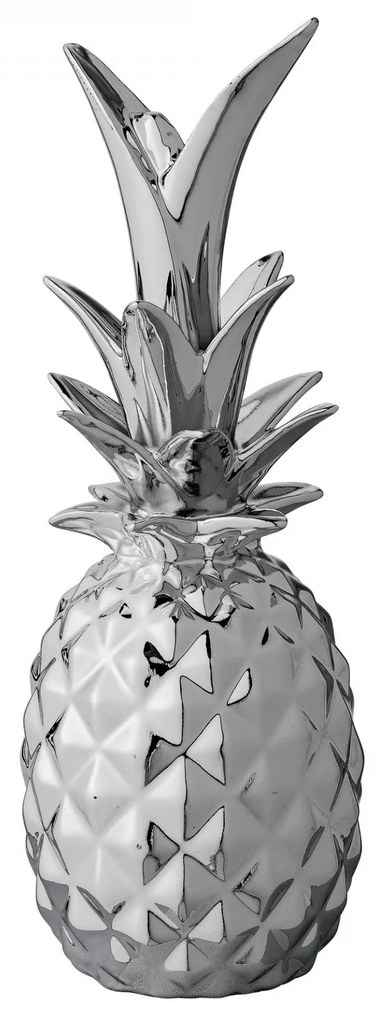 Bloomingville Dekorativní Ananas silver, stříbrná barva, porcelán