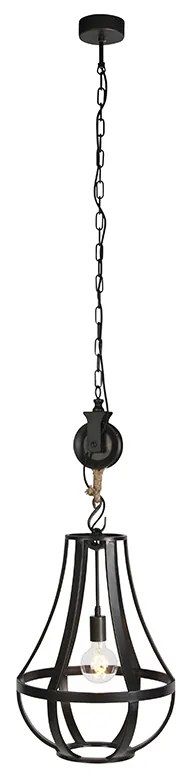 Průmyslová závěsná lampa černá 40 cm - Morgana