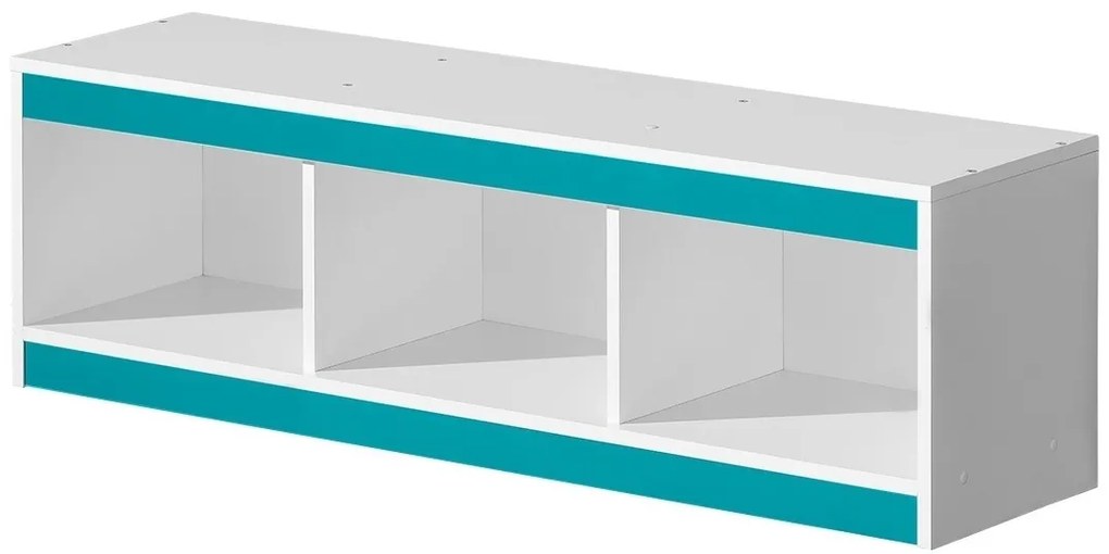 Závěsná police GULLIWER 10 bílá/tyrkys lesk