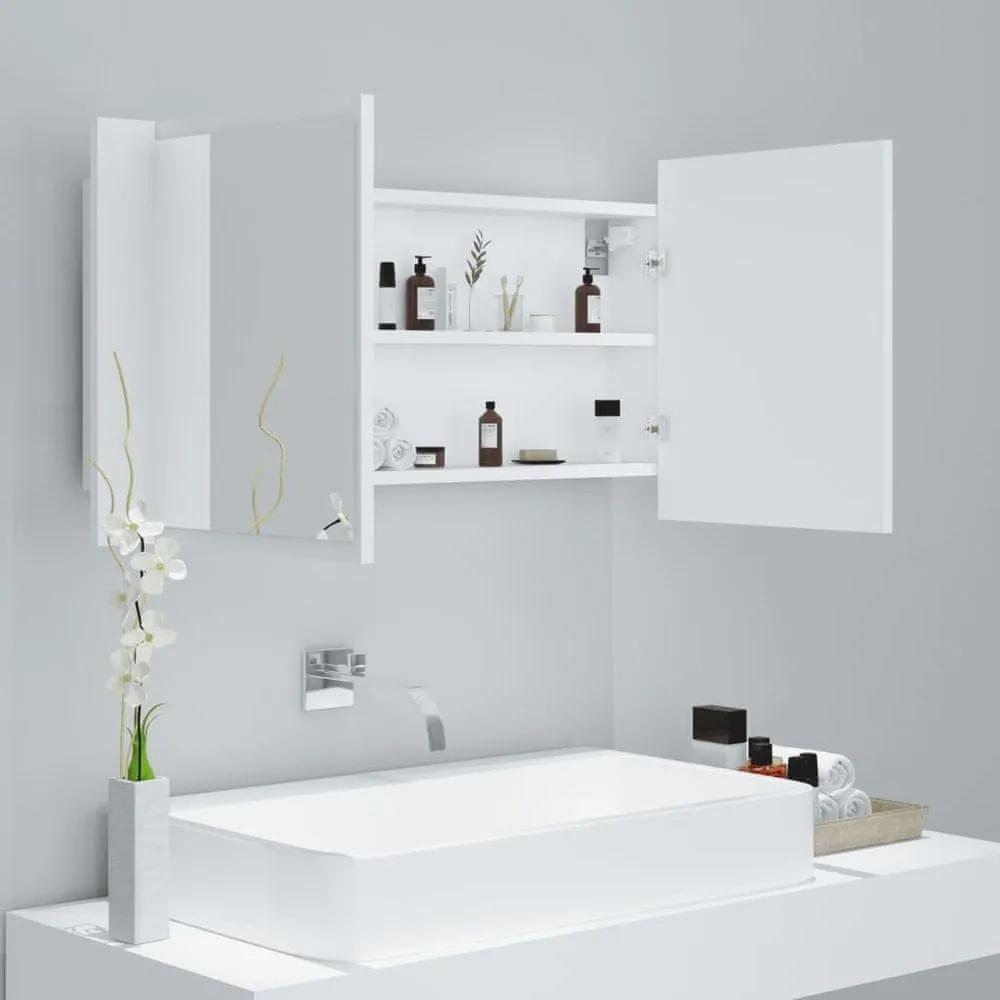 Petromila LED koupelnová skříňka se zrcadlem bílá 90 x 12 x 45 cm akryl