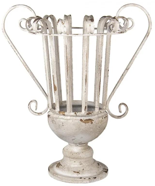 Bílá kovová dekorativní váza Antik – 42x30x48 cm