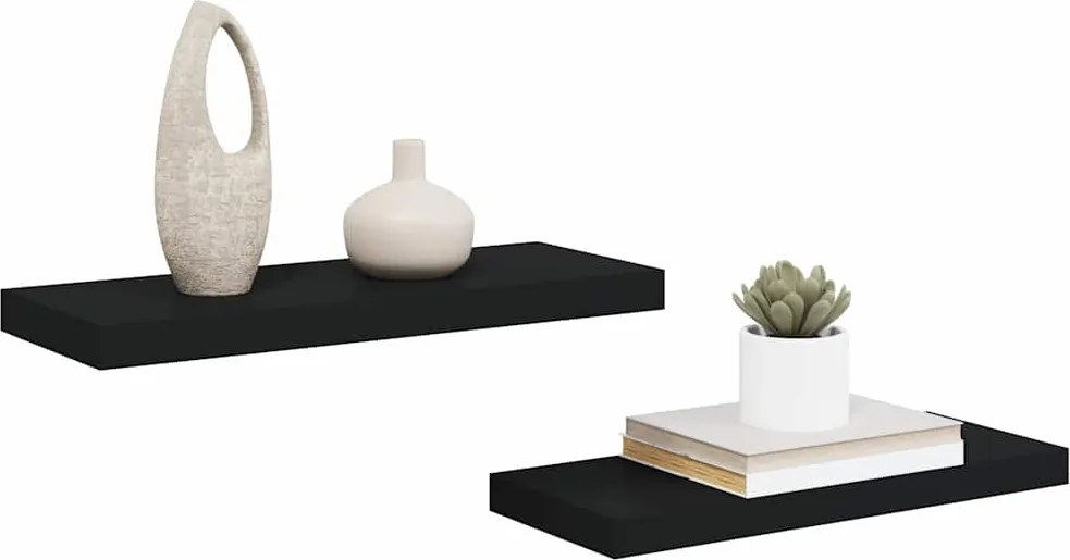 Plovoucí nástěnné police 2 ks černé 60 x 23,5 x 3,8 cm MDF 323833