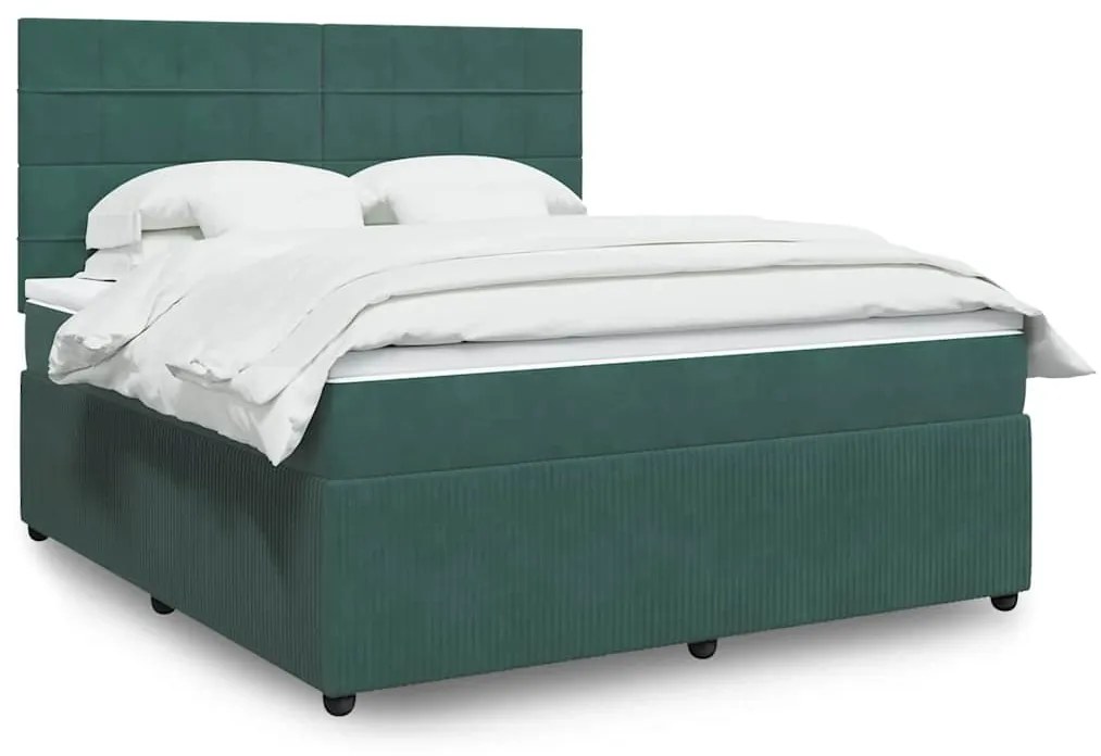 Box spring postel s matrací tmavě zelená 180x200 cm samet 3294709