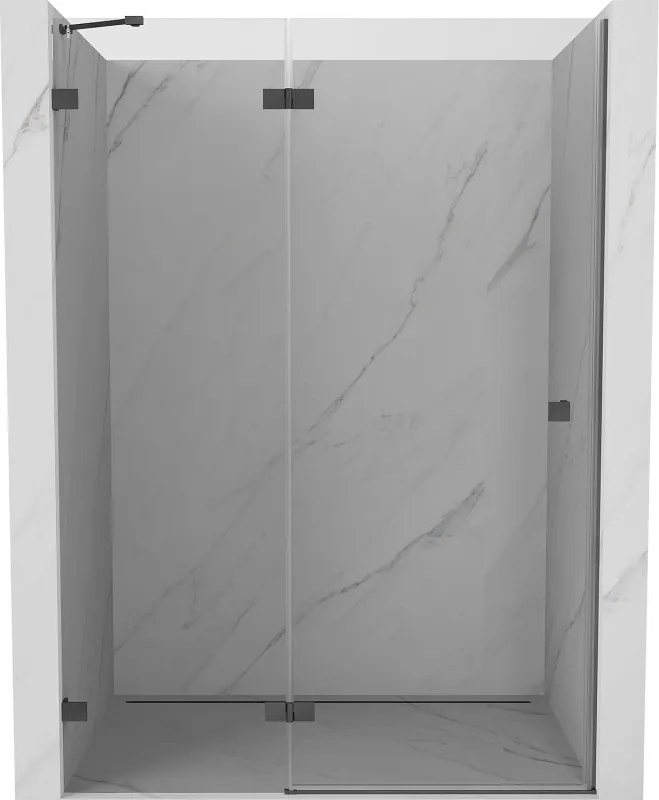 Mexen, Mexen Lunar levé otočné sprchové dveře 135 cm, průhledné, pistolově šedé kartáčované - 834-135-000-66-00-L