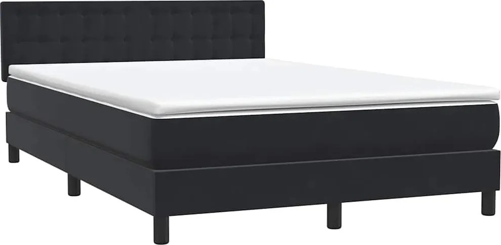 Box spring postel s matrací a LED černá 160x210 cm samet 3317273