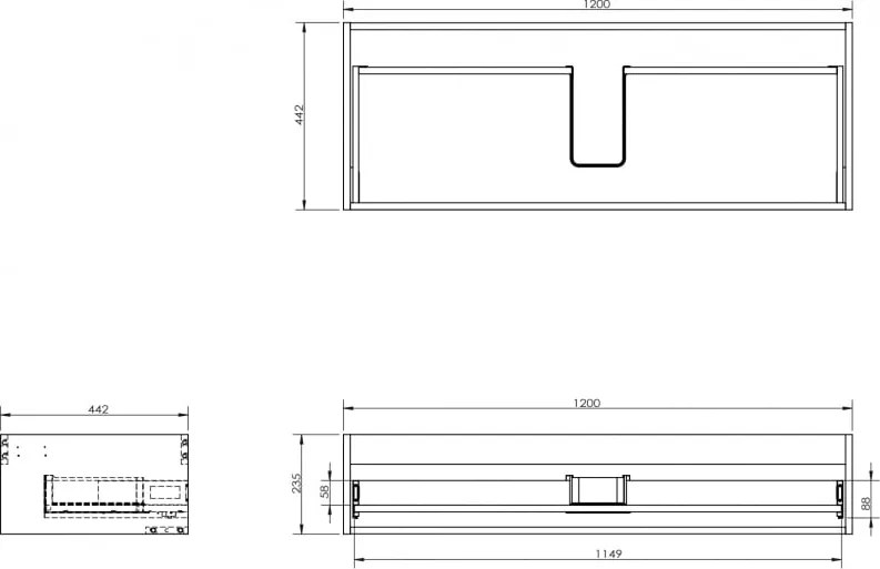 Mexen Box-A, závěsná skříňka 120 cm, 1 zásuvka, bílá lesklá, 91AX0-1200-235-1-00