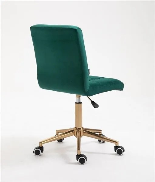 Velurová židle na zlaté kolečkové podstavě TOLEDO - zelená