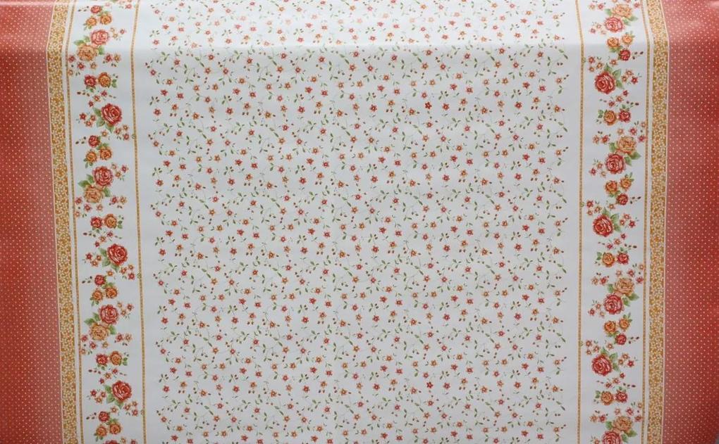 Ubrus PVC kytičky (š. 140 cm) - červeno-bílý
