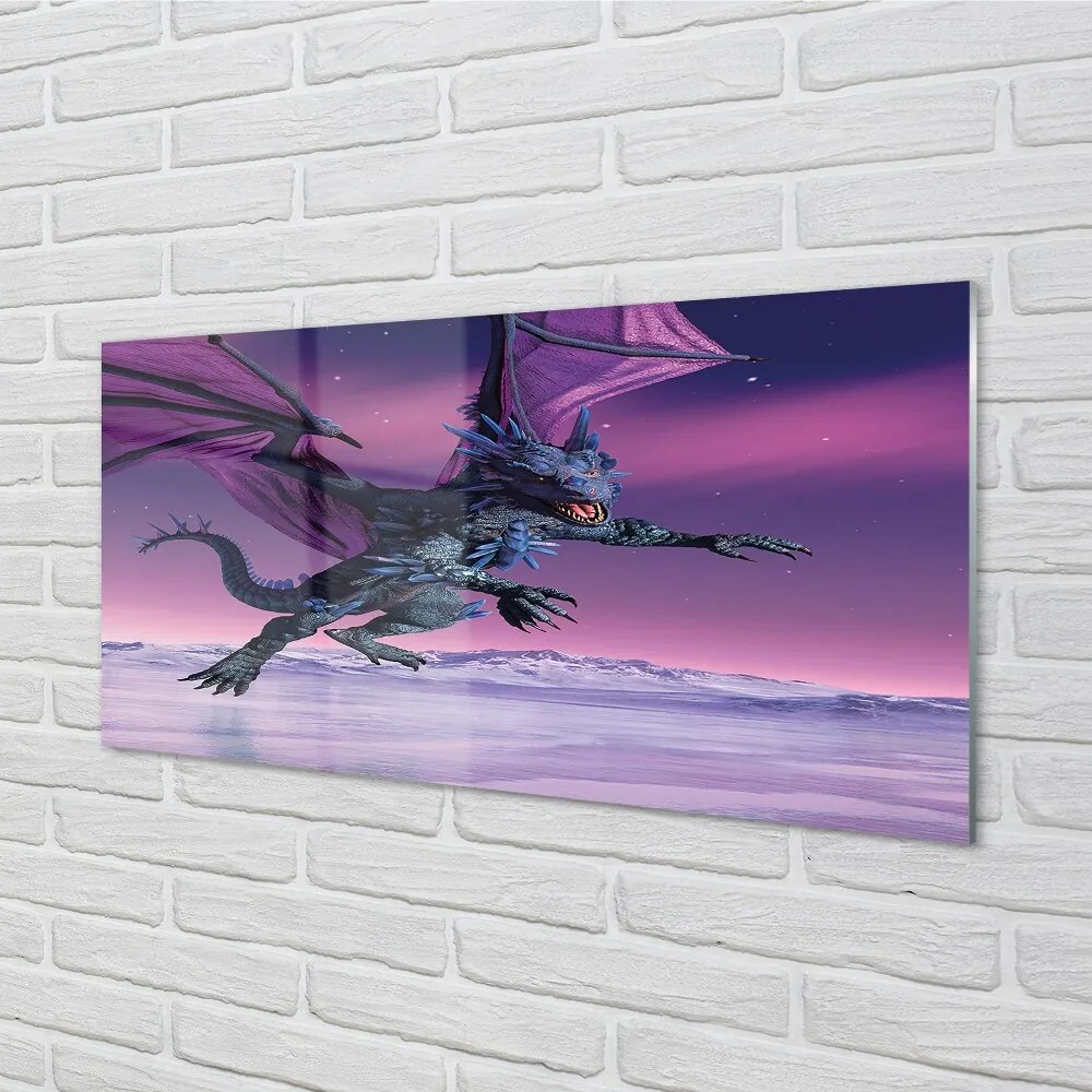 Obraz na skle Dragon pestré oblohy 120x60 cm