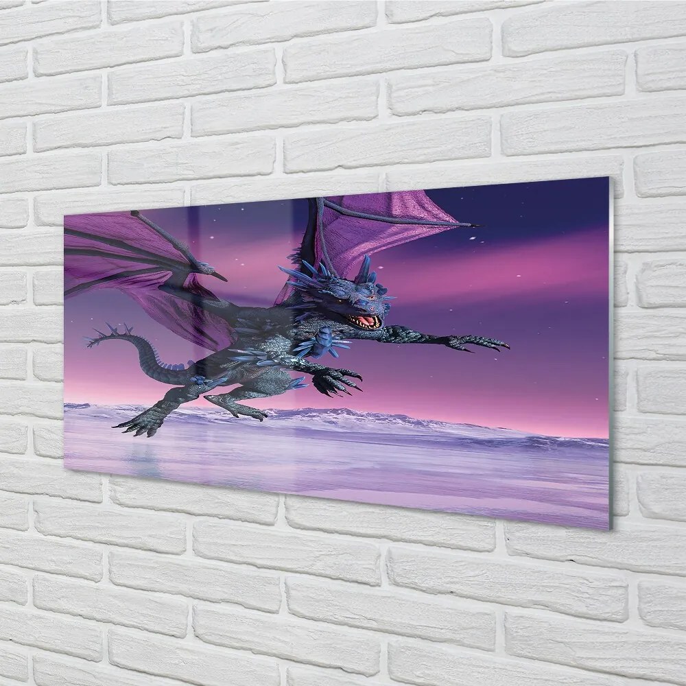 Obraz na skle Dragon pestré oblohy 140x70 cm