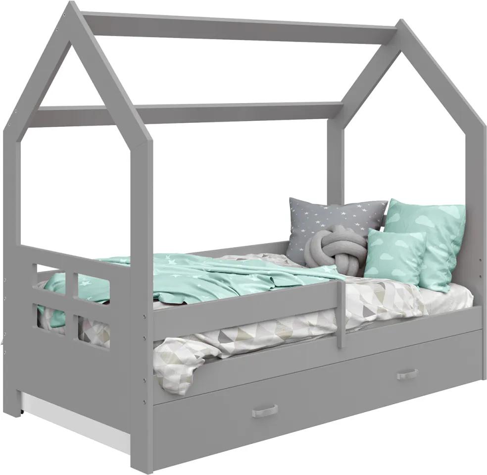 AMI nábytek Dětská postel DOMEČEK D3D 80x160cm masiv šedá
