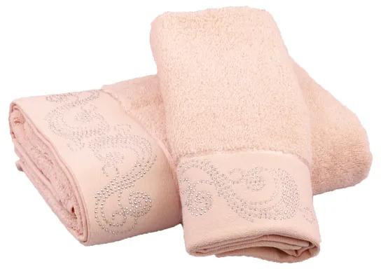 Vesna | Set ručníků s kamínky 50x100cm a 30x50cm růžový