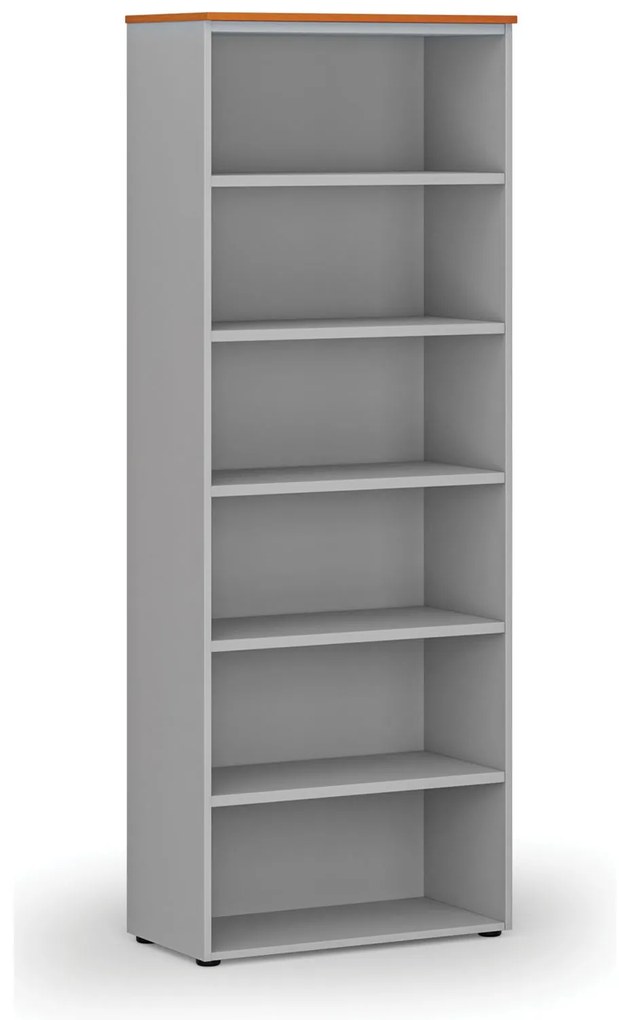 Kancelářský regál PRIMO GRAY, 800 x 420 x 2128 mm, šedá/třešeň