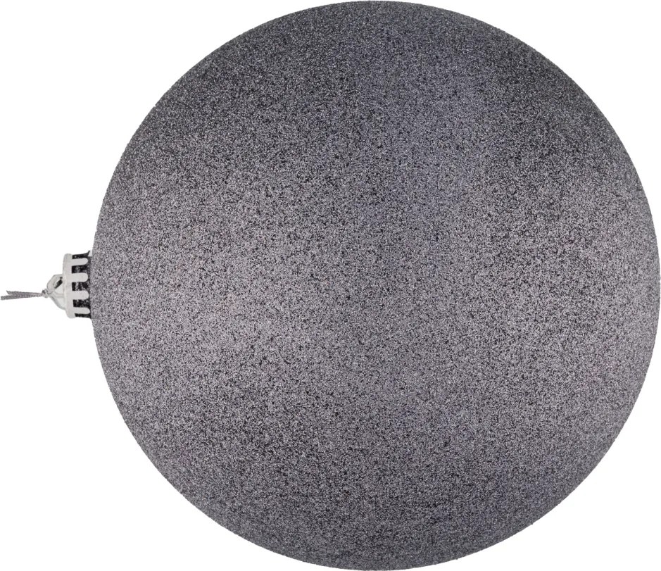 Velká vánoční ozdoba šedá glitter 20 cm plastová koule