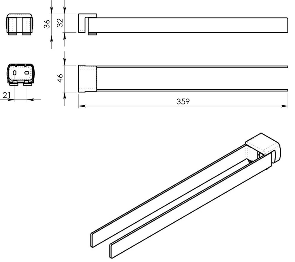 Gedy PIRENEI dvojitý držák ručníků otočný 350mm, bílá mat - PI2302