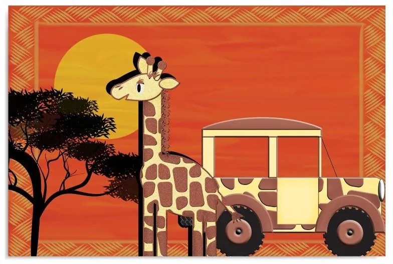 Obraz CARO - Giraffe And Car 40x30 cm