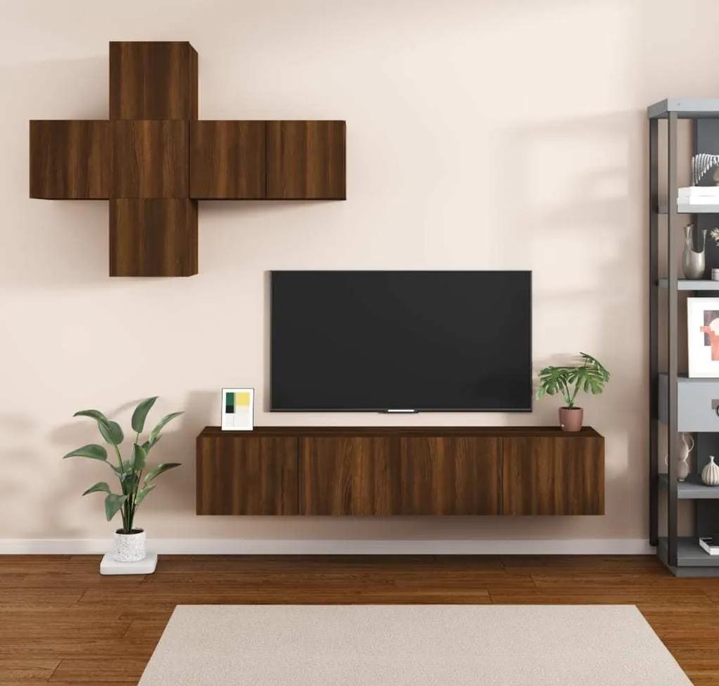vidaXL 7dílný set TV skříněk kompozitní dřevo [3114508] Barva: kouřový dub