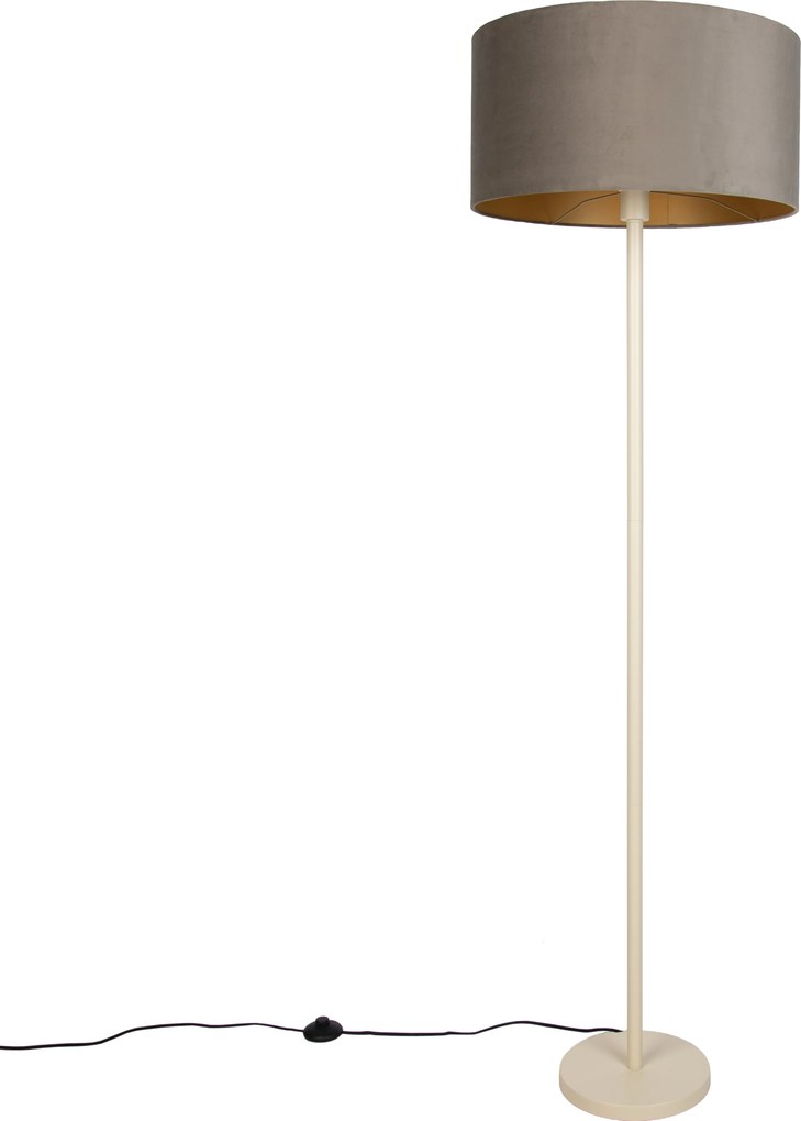 Japandi vloerlamp beige met kap taupe en gouden binnenkant 50cm - Simplo