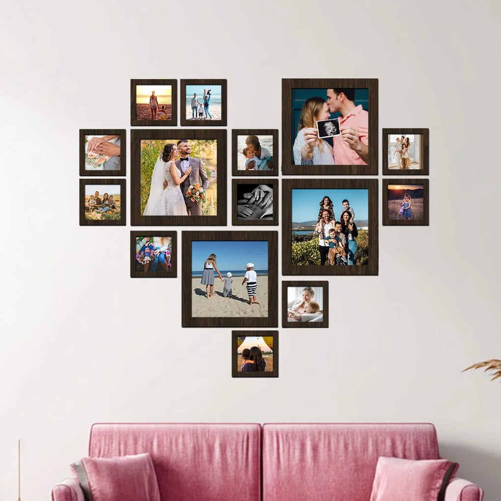 dřevo života Kolekce dřevěných fotorámečků SRDCE Zvolte barvu dekoru: Wenge, Velikost fotorámečků: 98x84