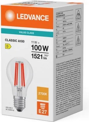 LED žárovka E27 LEDVANCE Filament CLA FIL V 11W (100W) teplá bílá (2700K)