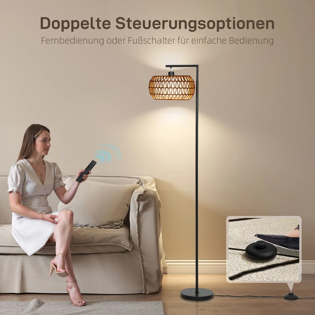 HOMCOM LED stojací lampa s dvojitým stínidlem, stmívatelná stojací lampa se 3 barevnými teplotami pro obývací pokoj, ložnici, kancelář, černá