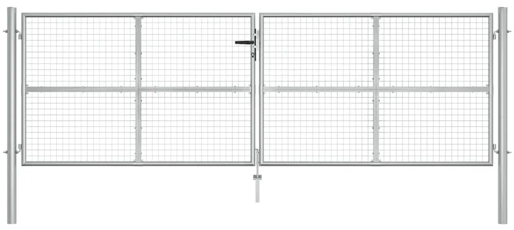 vidaXL Marketos Zahradní branka pozinkovaná ocel 400 x 125 cm stříbrná