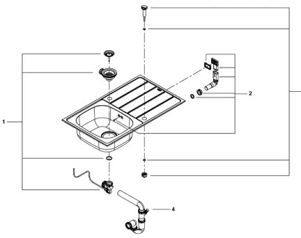 GROHE 31562SD1 - Sada kuchyňského dřezu a baterie BAU 860 x 500 mm nerez