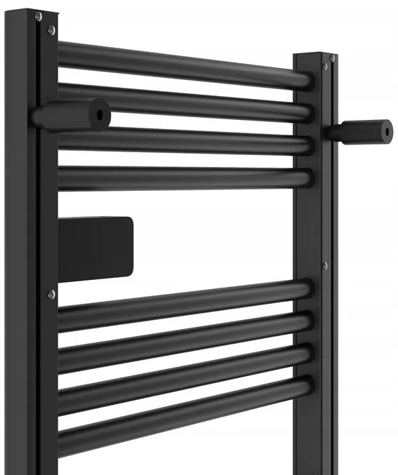 Erga Pago, elektrické topné těleso 960x540 mm s digitálním termostatem, 500W, černá matná, ERG-LAV-GRZE-E-ALU-960540-BK
