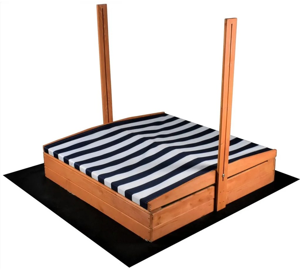 Dětské dřevěné pískoviště se stříškou Baby Mix 120x120 cm modro-bílé