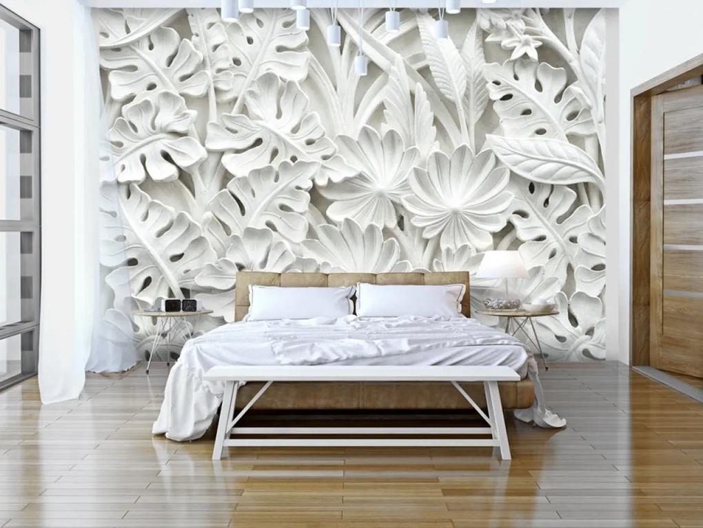 Samolepicí 3D tapeta bílé listy Velikost (šířka x výška): 147x105 cm