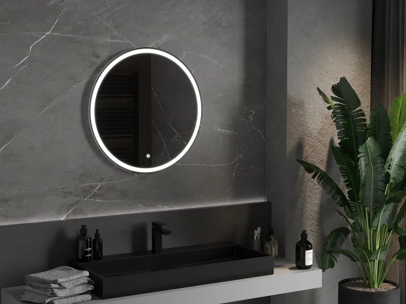 Mexen Gobi, LED kulaté koupelnové zrcadlo s podsvícením 70 cm, 6000K, ochrana proti zamlžování, 9801-070-070-611-00