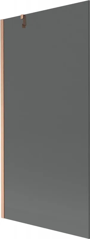Mexen Next, 1-křídlová vanová zástěna 90 x 150 cm, 6mm šedé sklo, měděná matná, 895-090-000-00-40-65