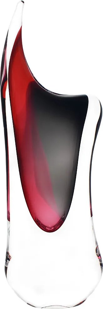 Skleněná hutní váza model 04, růžová a kouřově černá, 24 cm | České hutní sklo od Artcristal Bohemia